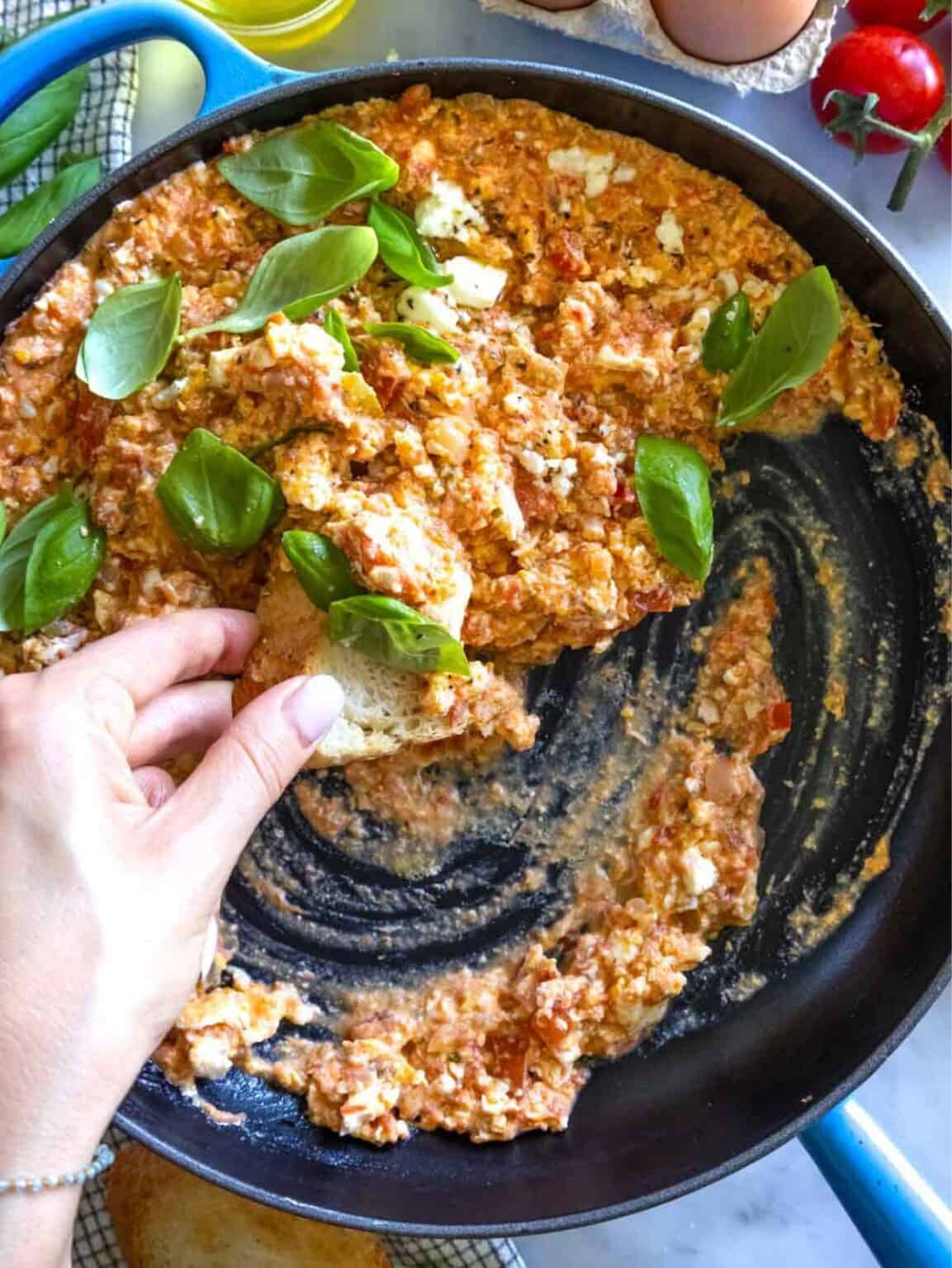 Strapatsada (Greek Scrambled Eggs with Tomato & Feta) | Hilltop Recipes