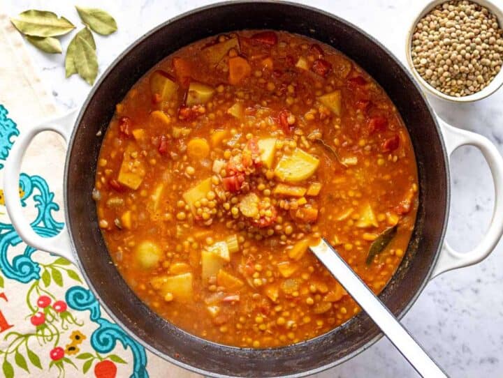 Mediterranean Lentil Soup with Potatoes and Spinach (High-Fiber ...