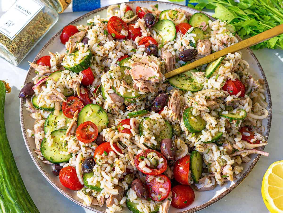 Tuna Rice Salad (Easy Mediterranean Recipe) | Nico's Recipes