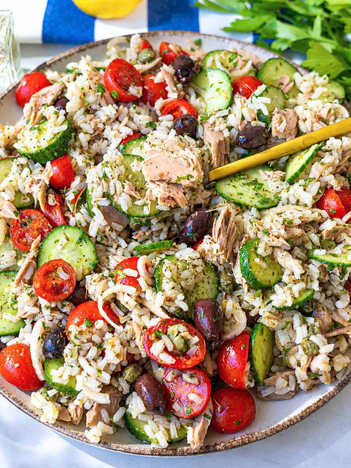 Tuna Rice Salad (Easy Mediterranean Recipe) | Nico's Recipes